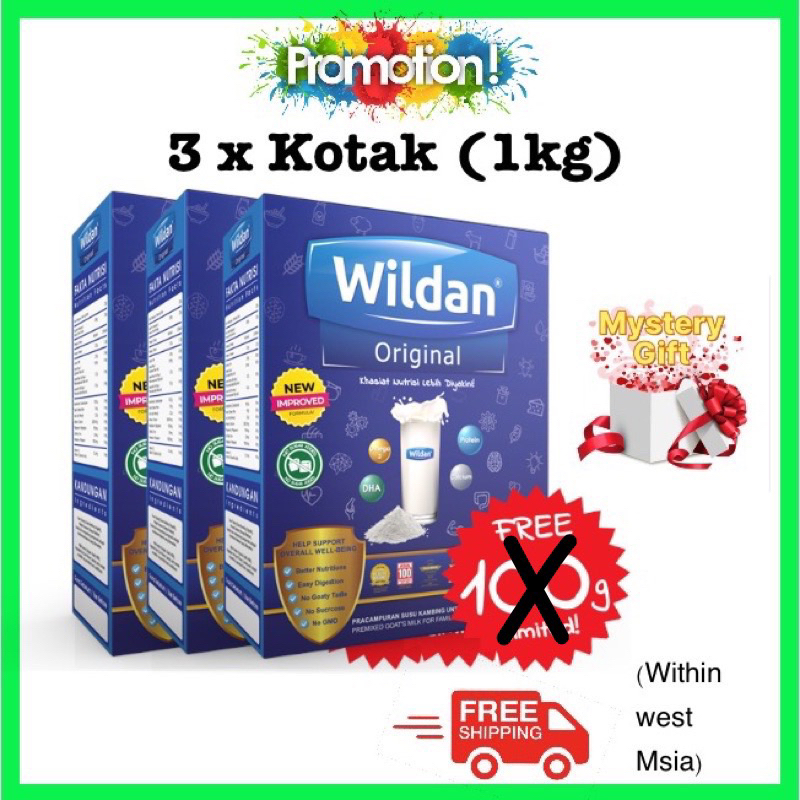Susu Kambing Wildan set BIJAK (1kg x 3 kotak)- Asli |Coklat (no more free 100g) | Shopee Malaysia