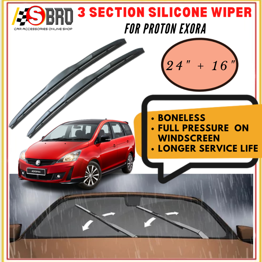 Proton Exora 3 Section Wiper Silicone Wiper Blade Wiper Besi Soft Wiper ...