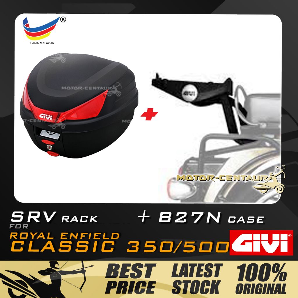 SET KOMBO KOTAK/BOX GIVI B27/B270/B32/B33/B34/B360/B42/B45 TOP CASE + ROYAL ENFIELD CLASSIC 350 ...