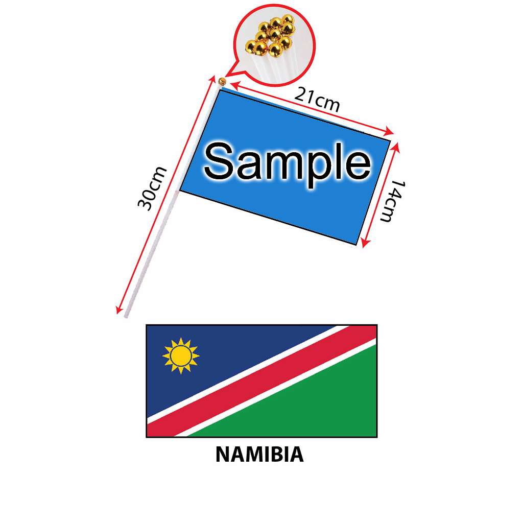 Namibia Hand Flag With Stick (14x21cm)/ Bendera Tangan Dunia Namibia ...