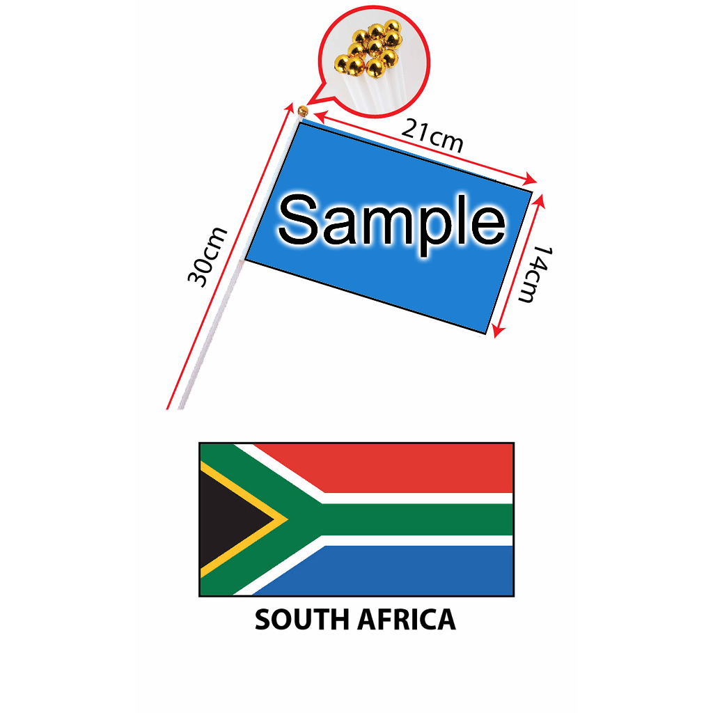 South Africa Hand Flag With Stick (14x21cm)/ Bendera Tangan Dunia South ...