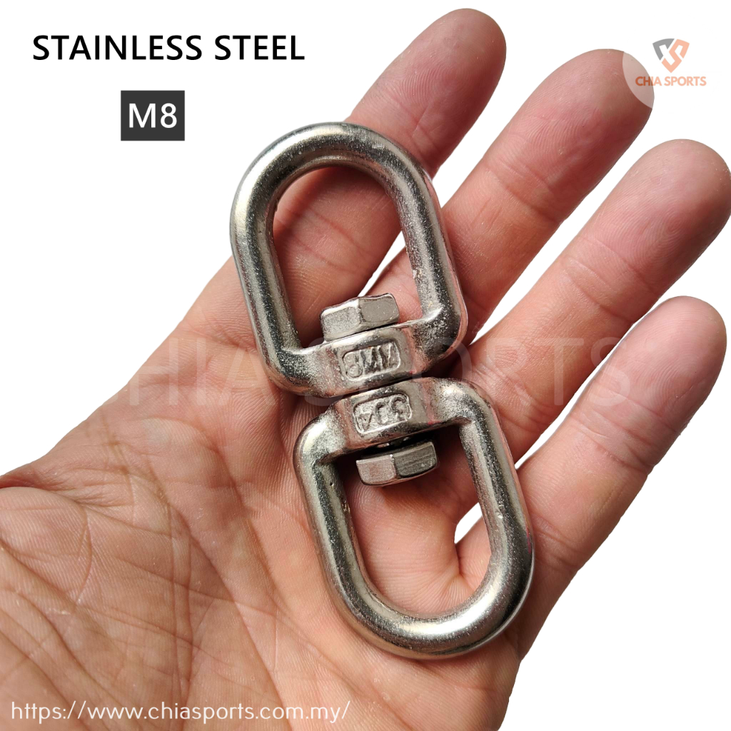 Stainless Steel 304 Double Swivel Eye Hook M8 Shackle Chain Rigging ...