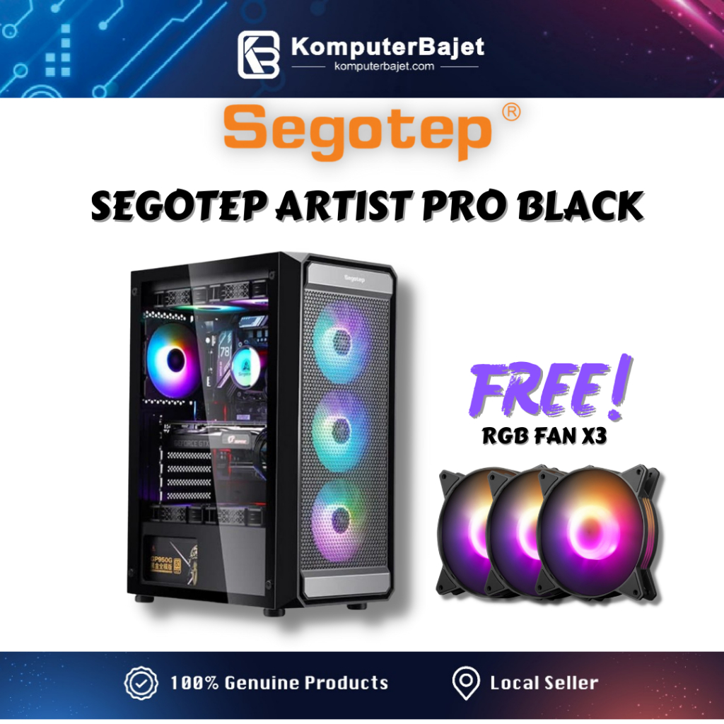SEGOTEP GAMING ATX MATX CASING ARGB LED FAN PC CASING ARTIST PRO GANK ...