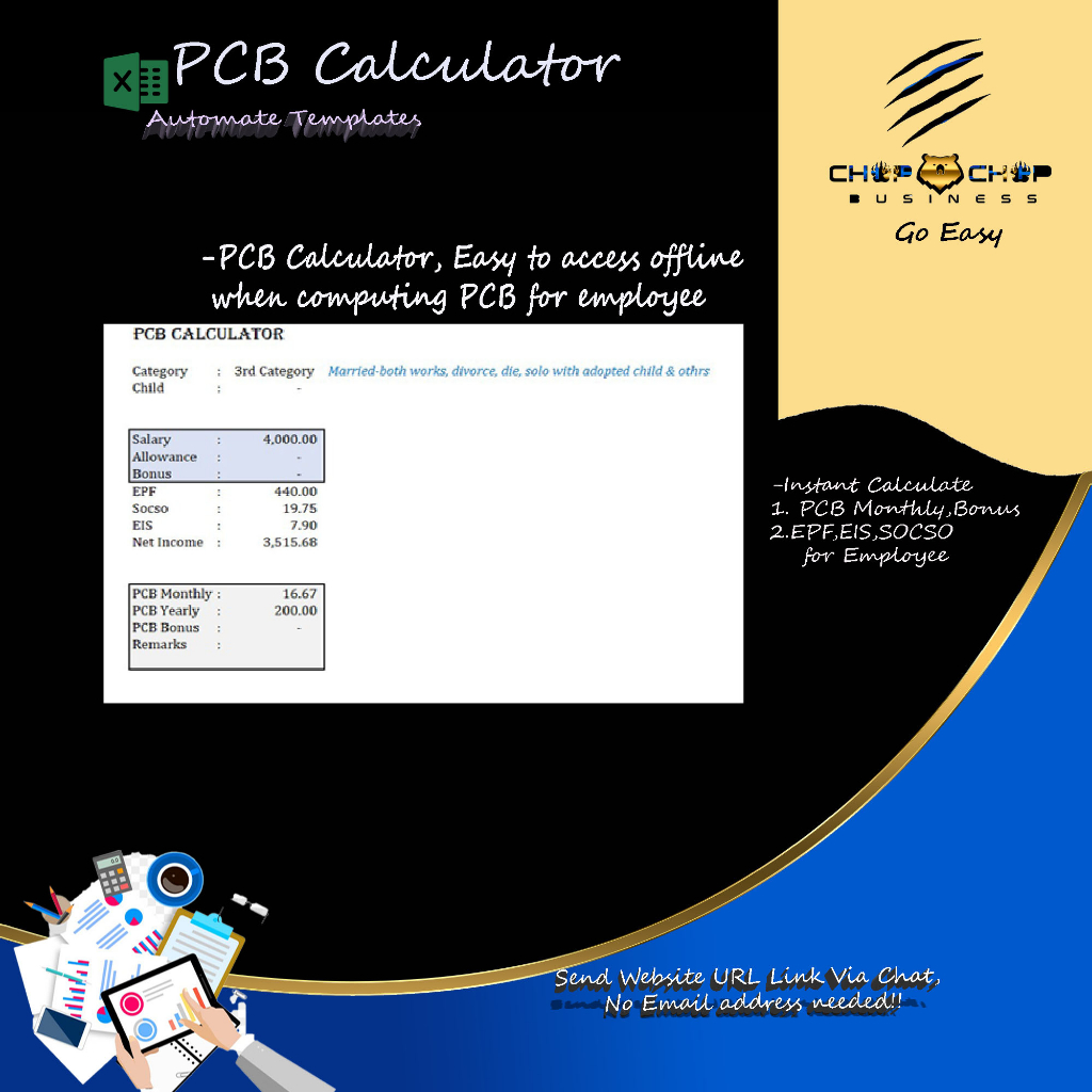 PCB,EPF,SOCSO,EIS Calculator Excel Template automate | Shopee Malaysia