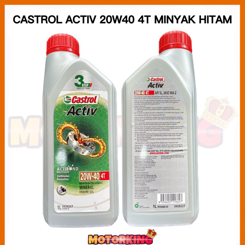 CASTROL ACTIV 20W40 4T ENGINE OIL MOTORCYCLE MINYAK HITAM 4T CASTROL ...