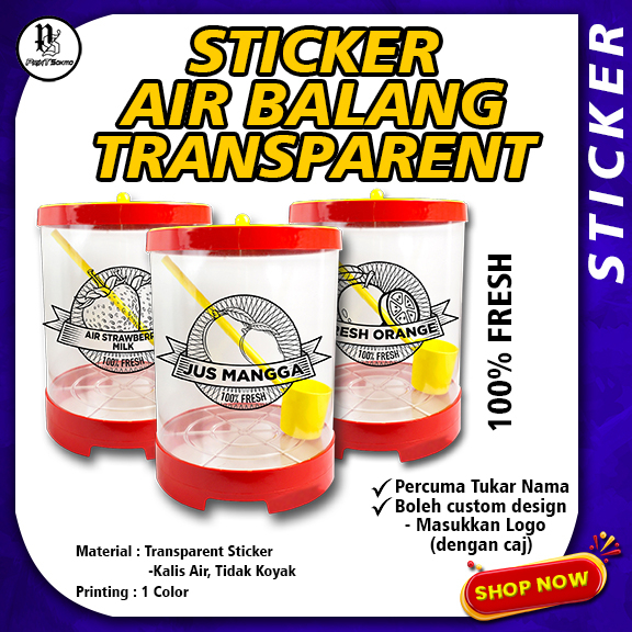 Sticker Air Balang Transparent 💥 Gam Kuat, Kalis Air & Tahan Lasak 💥 ...