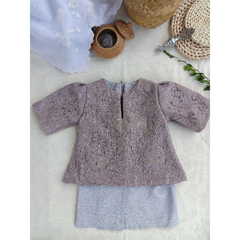 Kurung Baby Raya (6-12 months old) - Nude & Grey | Shopee Malaysia