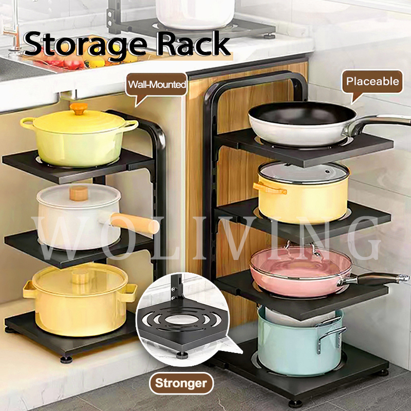 rak dapur bawah sinki adjustable kitchen rack stainless steel pot rack ...