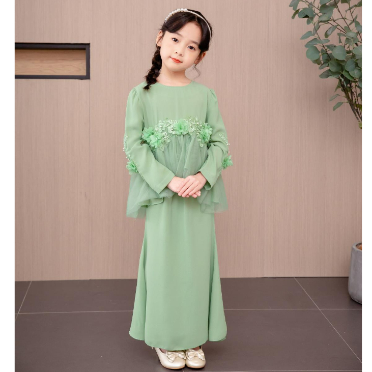 Baju Kurung Moden Peplum Bunga Baju Raya Budak Perempuan Navy Hitam ...
