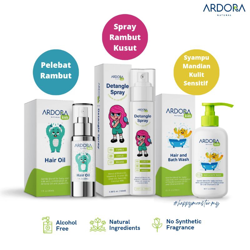 [SET RAMBUT ANAK ORGANIK] Pelebat rambut, spray rambut kusut, mandian ...