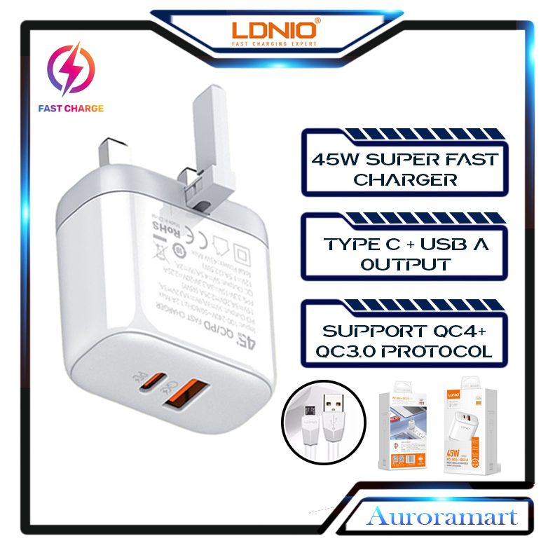 Ldnio Charger Set 45W Type C Super Fast Charging Charger 5A Fast Charge ...