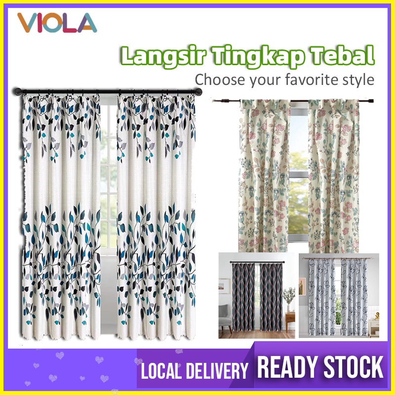 Langsir Pintu Bilik Tidur / Semi Blackout Curtain / Hook&Eyelet Type ...
