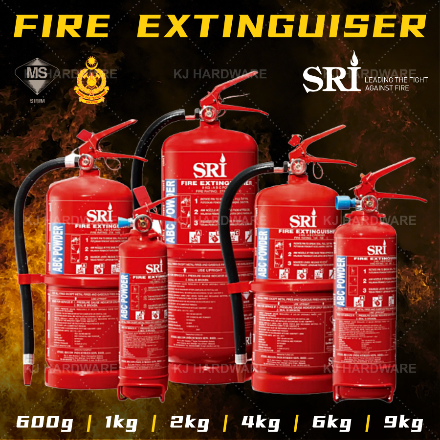 "SRI / UNIQUE / EVERSAFE " Fire Extinguisher ABC Dry Powder 600g / 1kg ...