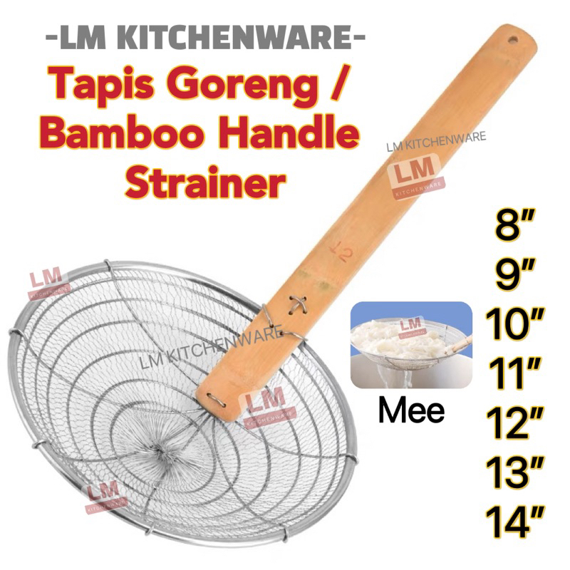STAINLESS STEEL FRYING OIL STRAINER / BAMBOO SKIMMER / TAPIS MINYAK ...