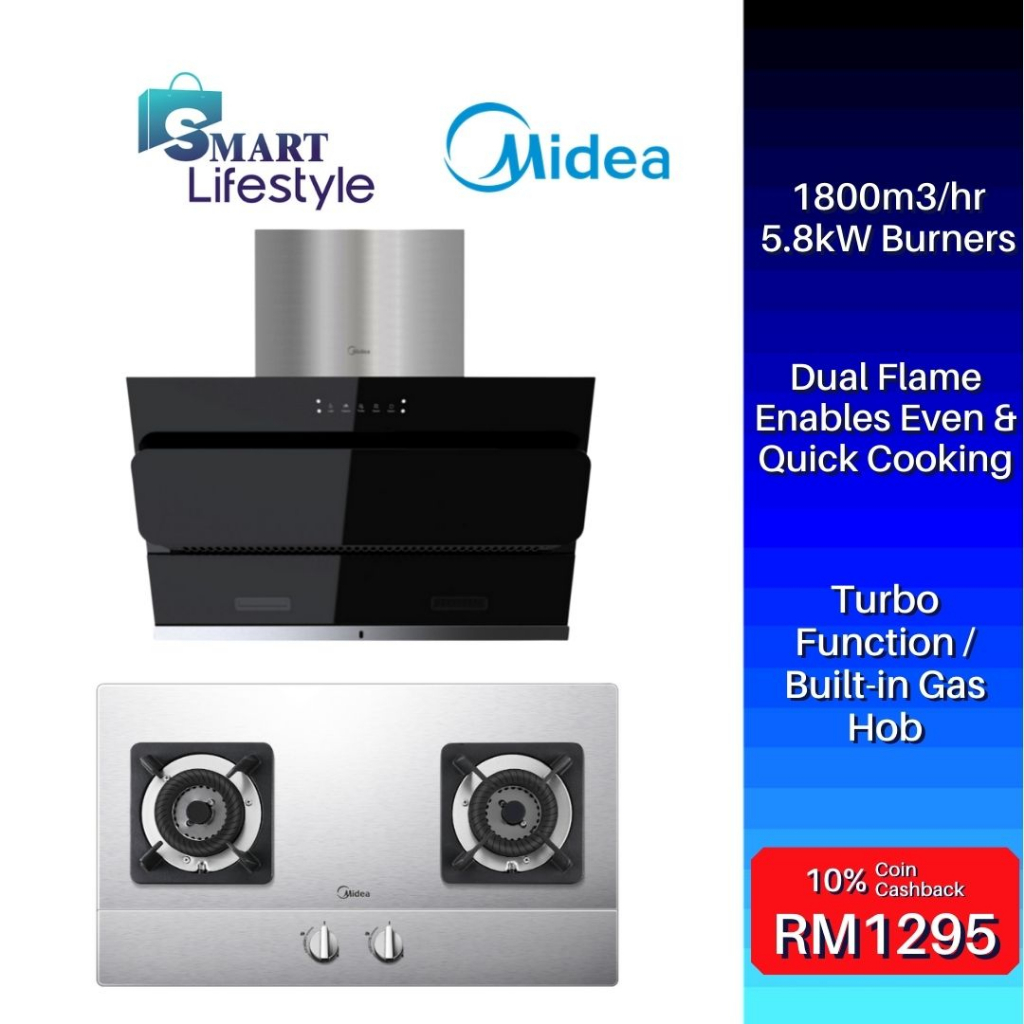 Midea MCH-90B65 + MGH-8216SS 1800m3/hr Premium Cooker Hood + Built-in ...