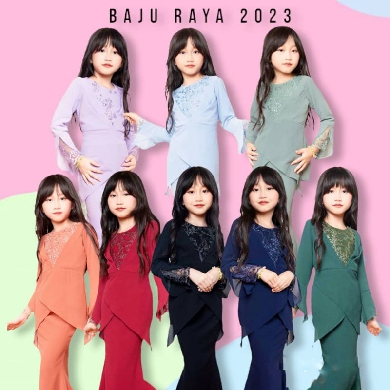 Baju Kurung Raya NEW 2023 baju Kurung Moden Baju Raya Budak | Shopee ...