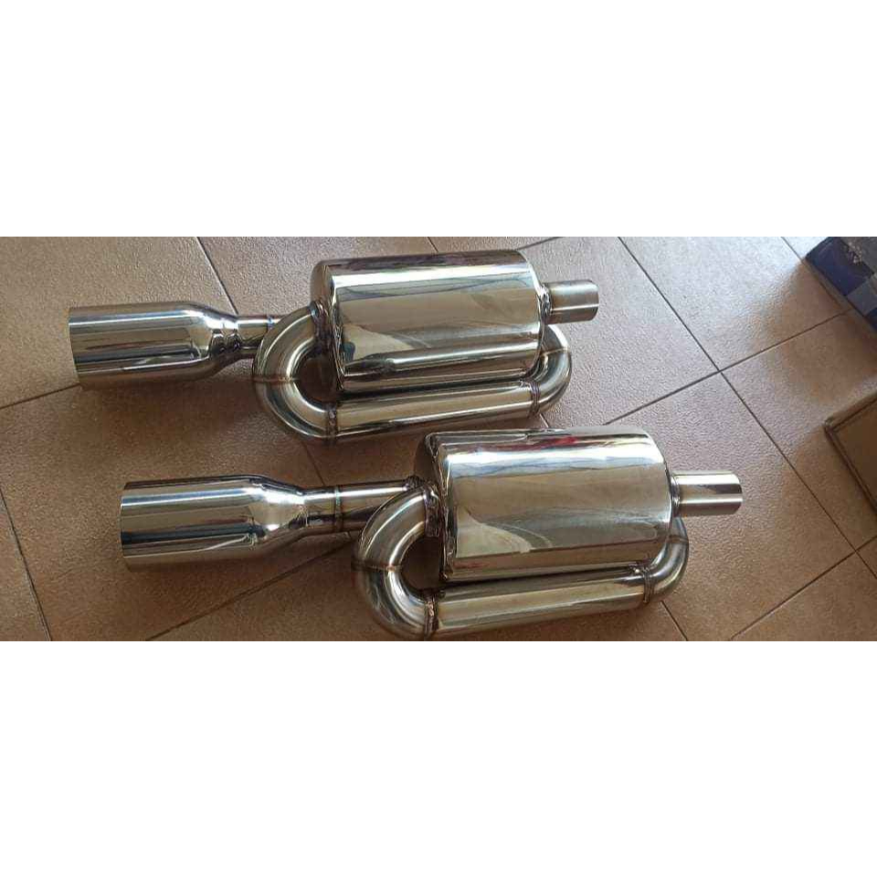 S Flow Twin Loop Ekzos Exhaust Muffler Bunyi Bass 2 inch inlet 3 inch ...