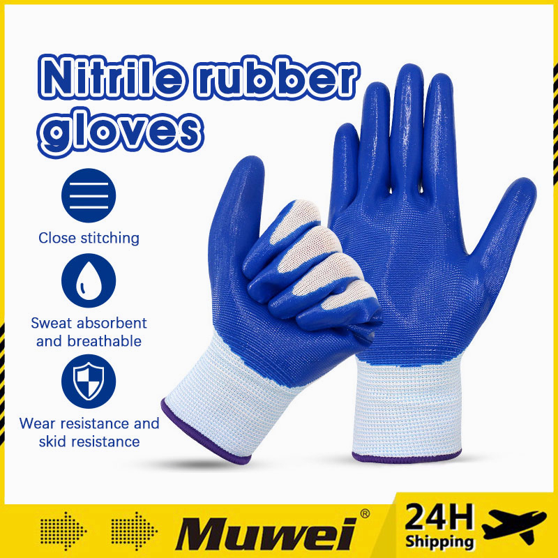 Nitrile Cotton Half Rubber Glove Sarung Tangan Getah Latex Coated ...