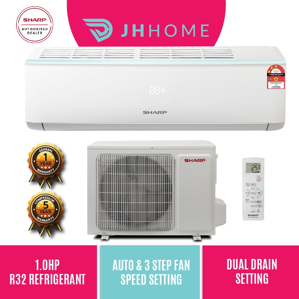 Sharp 1.0HP R32 Non-Inverter Air Conditioner AHA9WCD2 / AUA9WCD2 | AHA9XCD / AUA9XCD | Dual ...