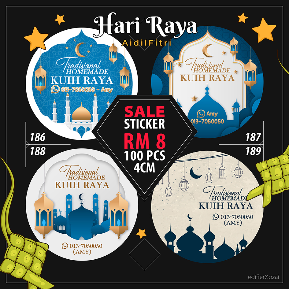 STICKER RAYA LABEL STIKER MURAH 4CM 100pcs | Shopee Malaysia