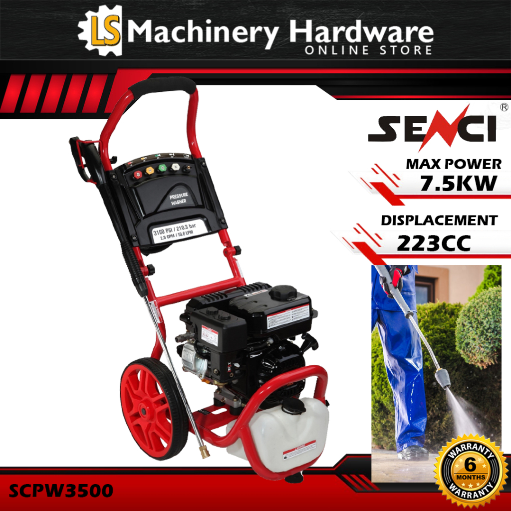 Senci SCPW3500 7.5 HP 4-Stroke Petrol Engine 240 BAR High Pressure Washer - 6 Months Warranty ...