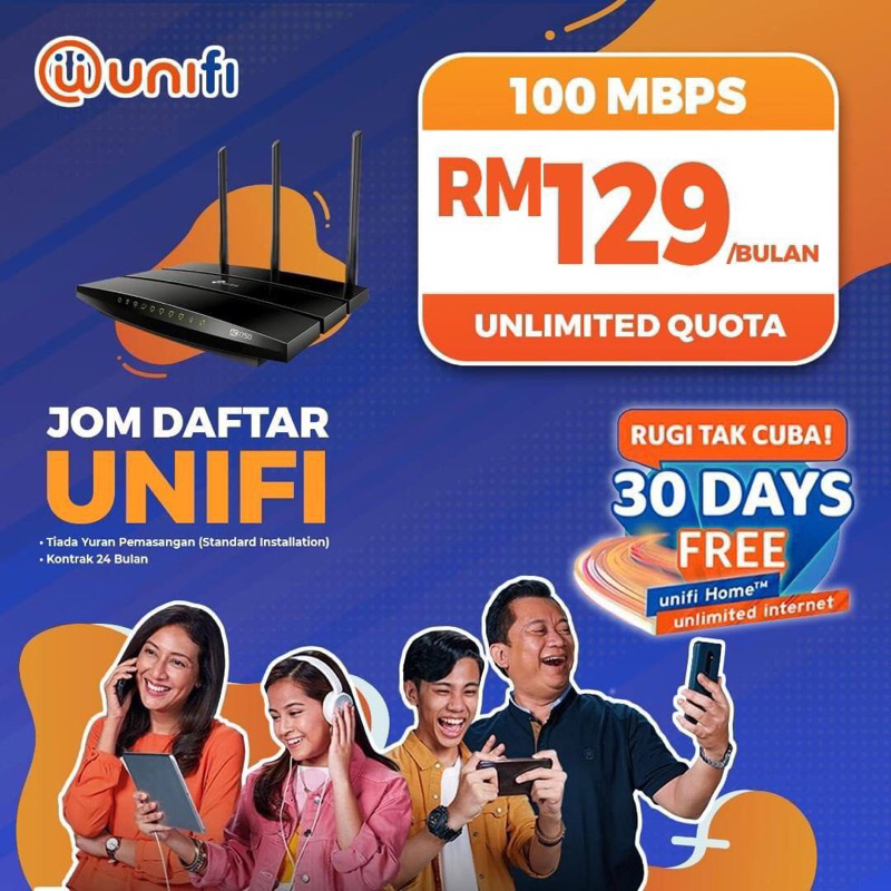 UNIFI Fiber Home 【100Mbps】Unlimited Data - Free modem & Router (1 Bulan ...
