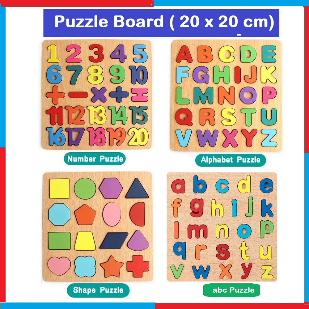 🔥🔥 ABC / Number Wooden Puzzle Kids Board Wooden Learning Jigsaw Puzzle ...