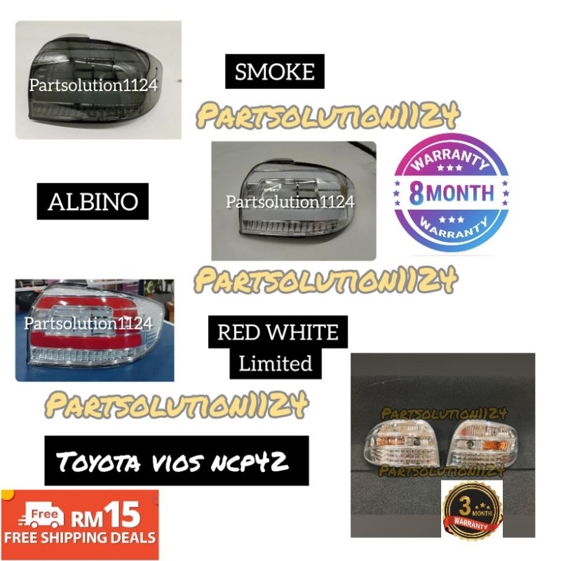 NEW TOYOTA VIOS NCP42 TAIL LIGHT LAMP 03-06 (SMOKE,CLEAR BLACK,SMOKE ...