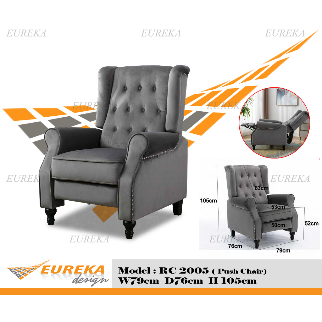 EUREKA Push Chair Sofa Upholstery Velvet Modern / Kerusi RC2005 ...