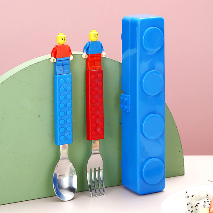 LEGO Cute Utensils / Kids Stainless Steel Fork, Spoon Storage box and ...