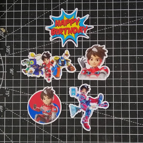 READY STOCK Happy Birthday Cake Topper Mechamato Decoration Set Party ...