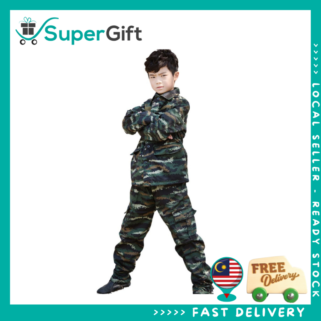 Kids Soldier Costume Police Uniform Role Play Army Camouflage Halloween ...