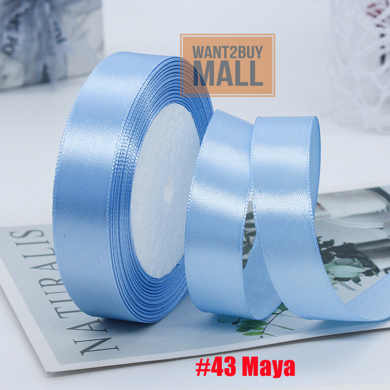 🇲🇾 2CM (22M) DIY Bow Craft Satin Ribbon Flower Wrapping Webbing ...