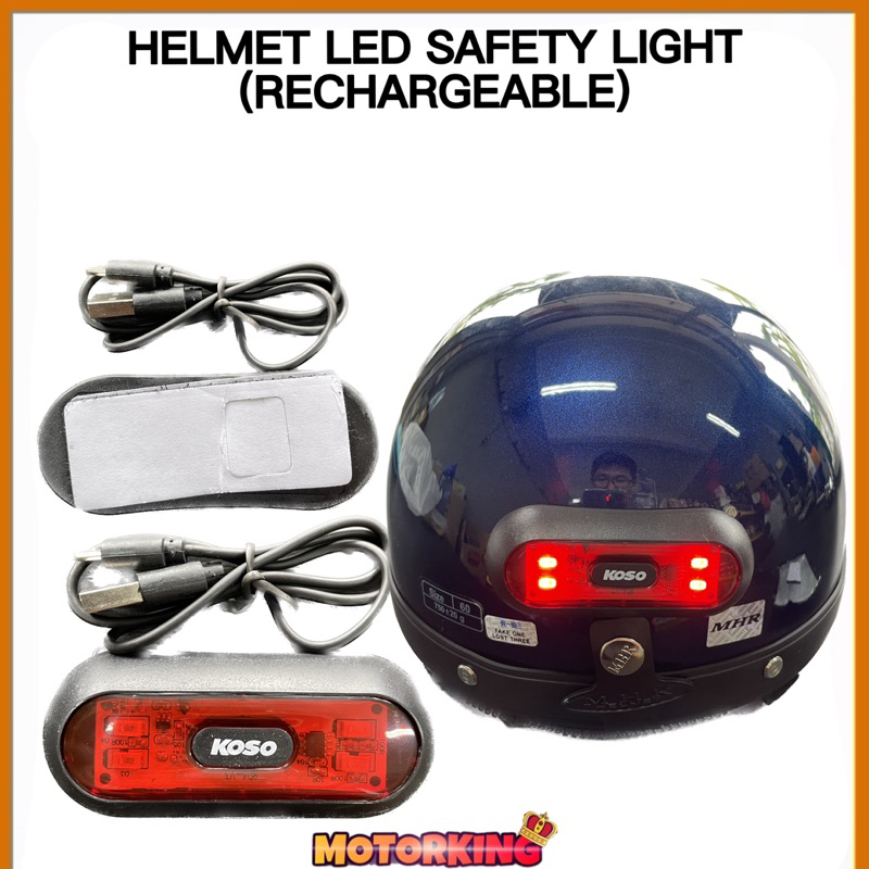 KOSO HELMET LED SAFETY LIGHT RECHARGABLE INCLUDE DOUBLE SIDE TAPE MHR ...
