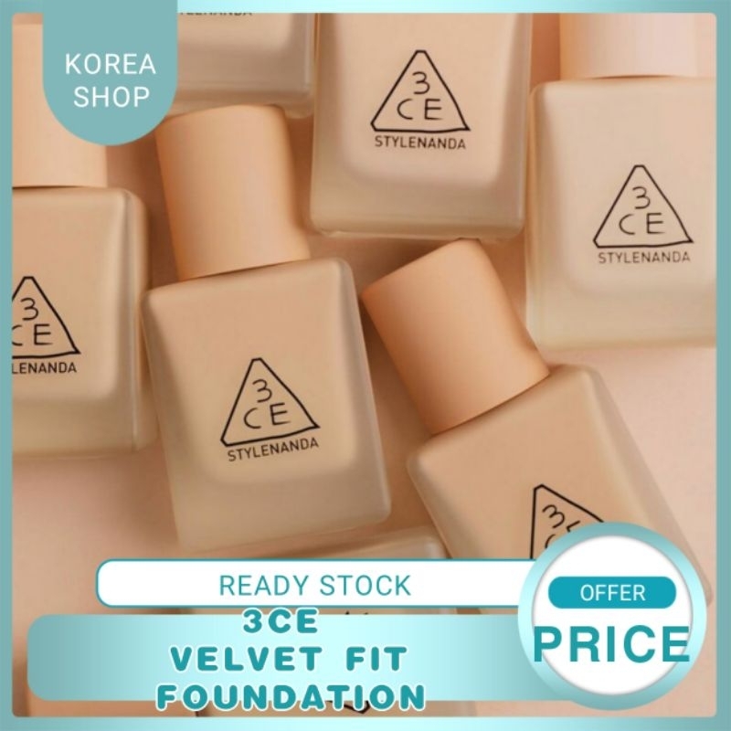 3CE VELVET FIT FOUNDATION 小奶砖粉底液 - 30g | Shopee Malaysia