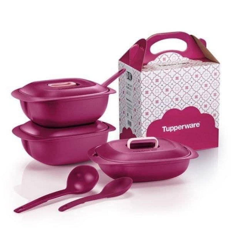 READY STOCK 】 Tupperware Gourmet Server Set Royale Blue Petit Serveware ...