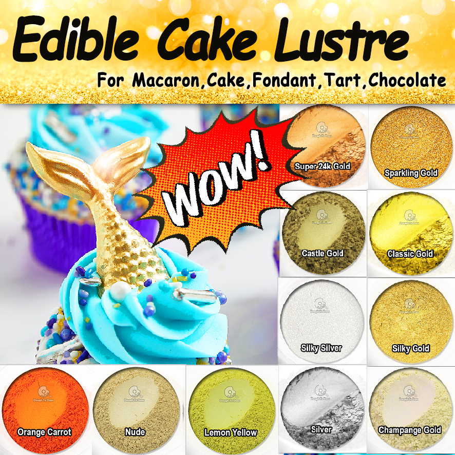 Edible Cake Lustre Dust Powder Gold Color Shimmery Glitter Perwarna ...