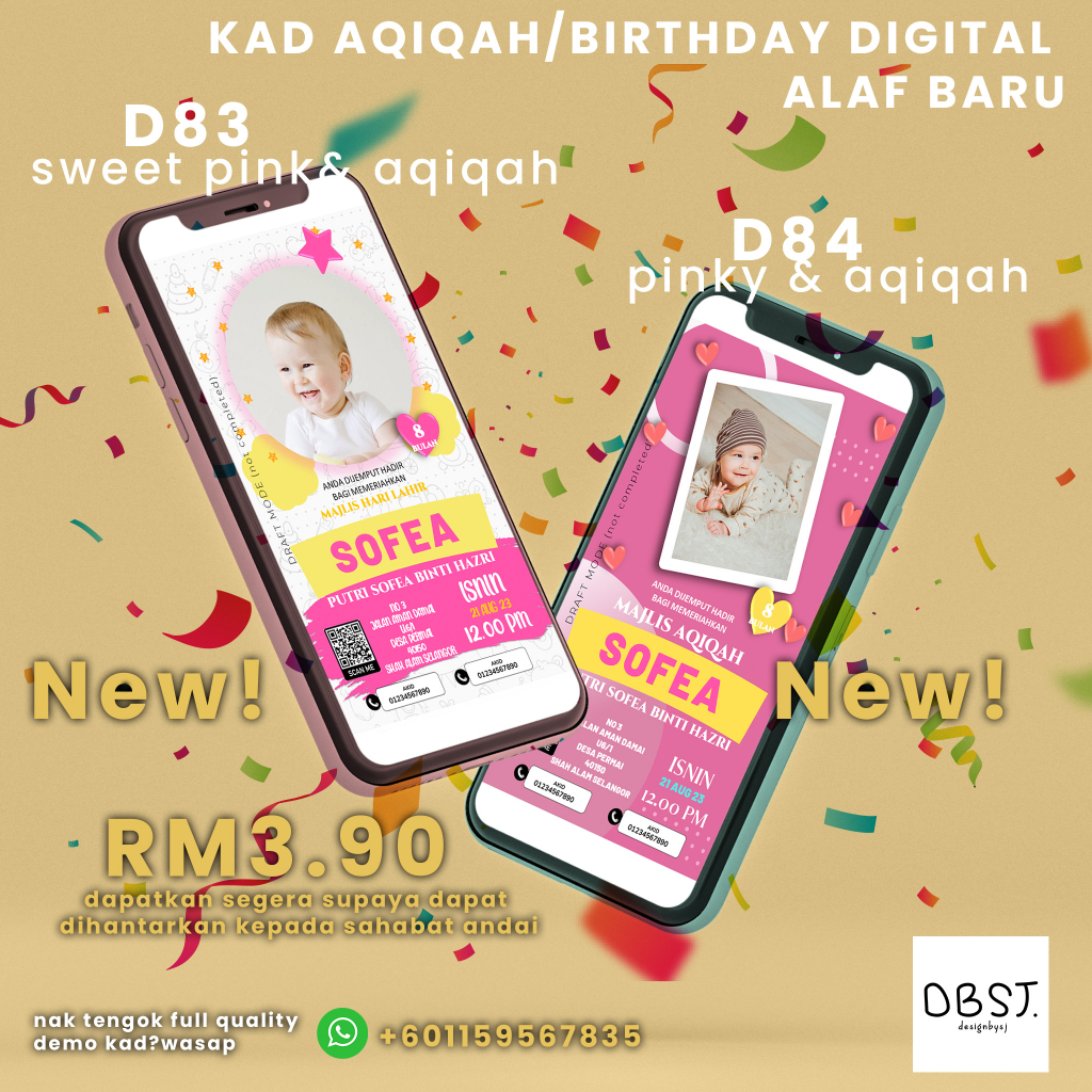 Kad Ucapan Digital Aqiqah Dan Hari Lahir E-Card Invitation For Birthday Kad Birthday Hari Lari ...
