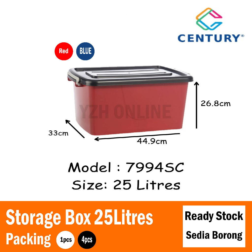 Storage Box(25L) 7994SC Bekas Simpanan(BLUE/RED) Century Box | Shopee ...