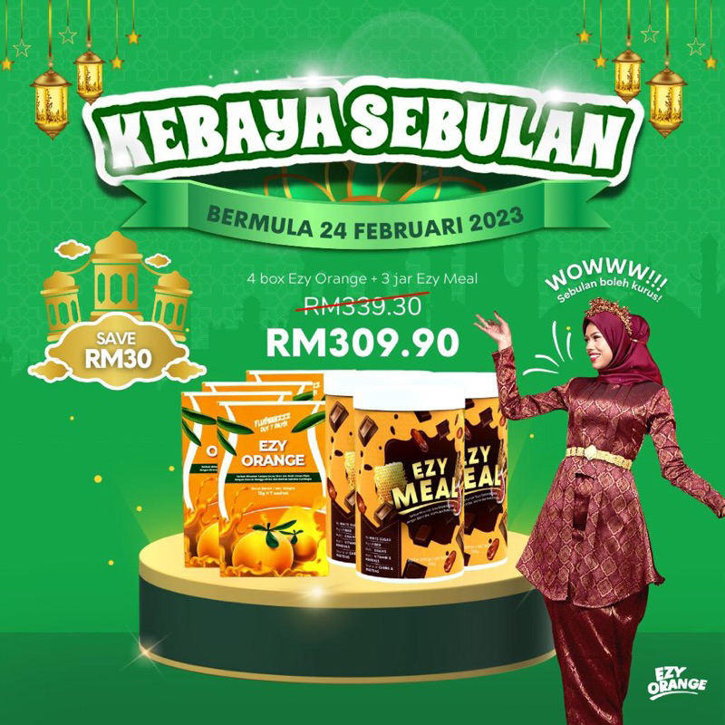 🔥SALE RAYA COMBO JIMAT EZY ORANGE EZYMEAL 🔥🎁FREE SHAKER RANDOM FREE ...