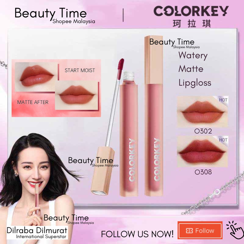 Colorkey Watery Matte Lipgloss Waterproof Non-stick Liquid Lipstick Lip ...