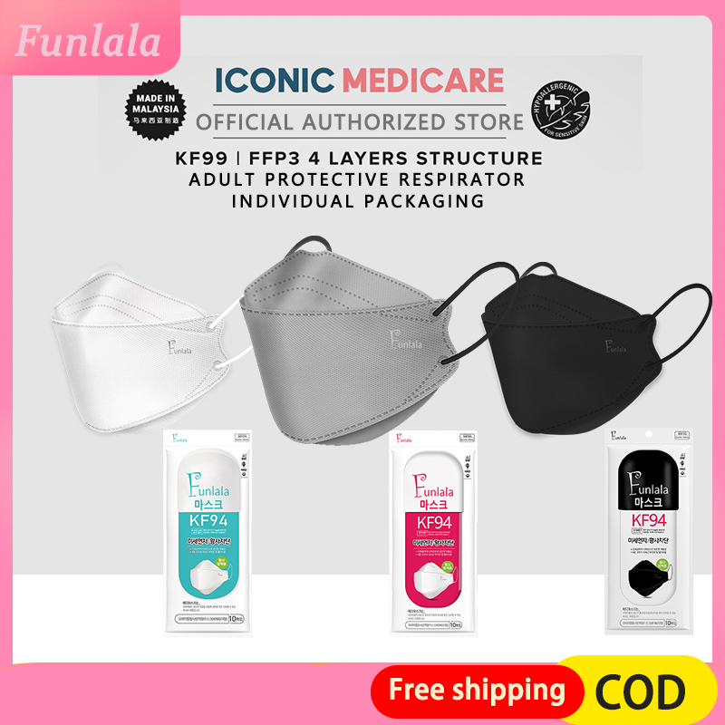 FUNLALA 100Pcs KF94 Mask 50Pcs Medical 4 PLY Disposable Earloop Face ...
