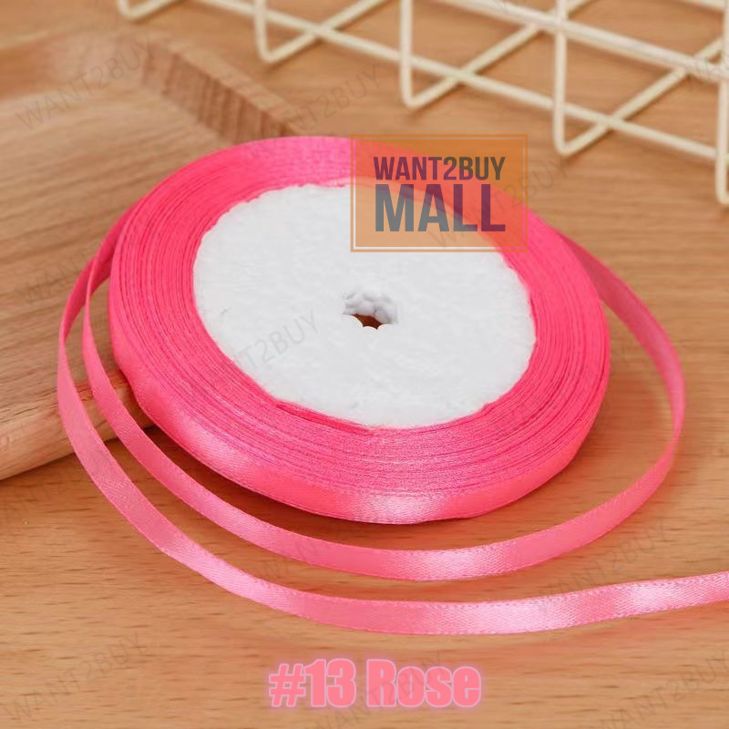 🇲🇾1 Roll 0.6cm Ribbon 25Yards DIY Bow Craft Satin Wrapping Webbing ...
