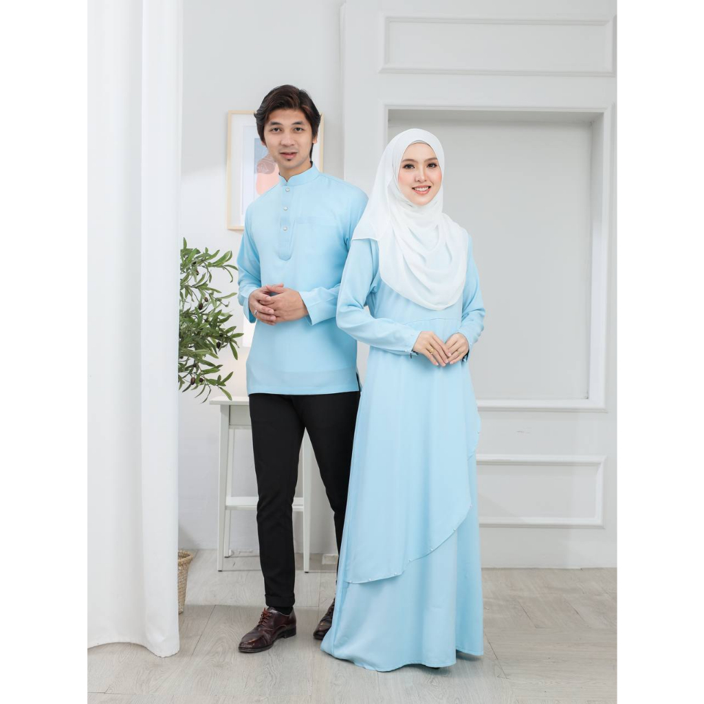 COUPLE RAYA by GEROBOK AKHWAT - JUBAH AISYAH LAYER A-CUT PEARL, KURTA ...
