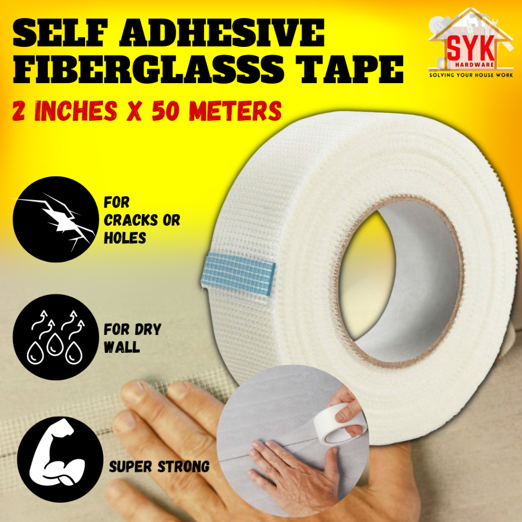 SYK MILLION 2Inches x 50M 1Pcs Self Adhesive Fiberglass Tape Mesh ...