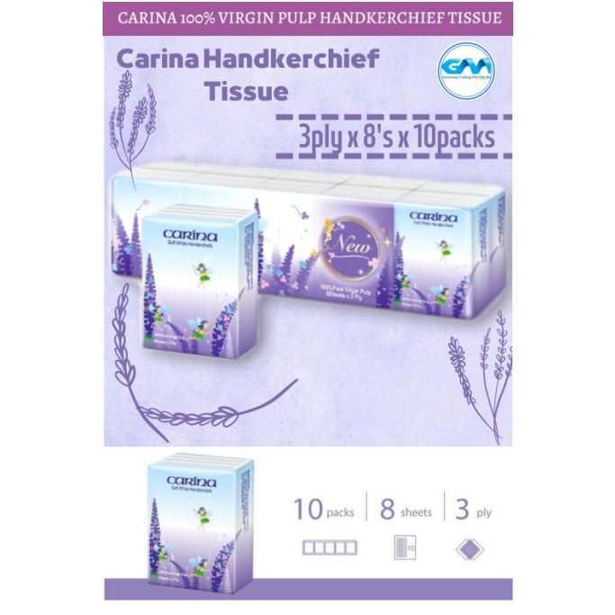 Carina Lavender Handkerchief Tissue (100% Pure virgin pulp) 3ply ...