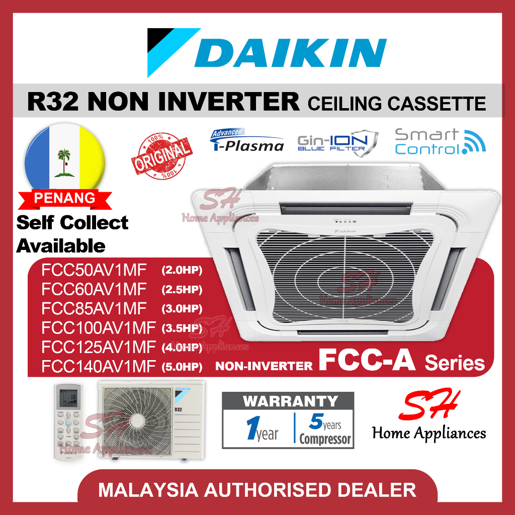 DAIKIN R32 Non-Inverter Ceiling Cassette Air-Conditioner FCC-A SERIES SkyAir 2HP 2.5HP 3HP 3.5HP ...