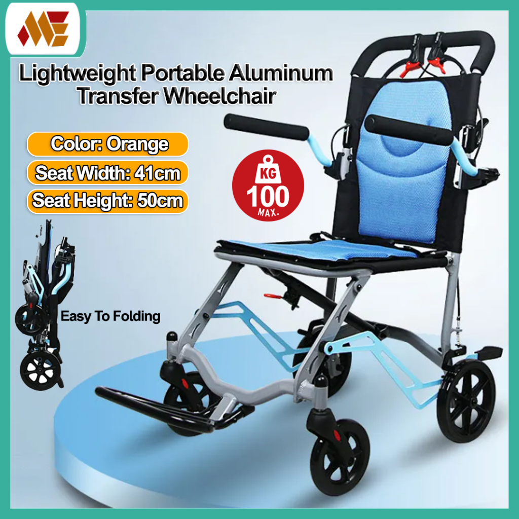 Lightweight Portable Easy Folding Aluminum Transfer Wheelchair for ...