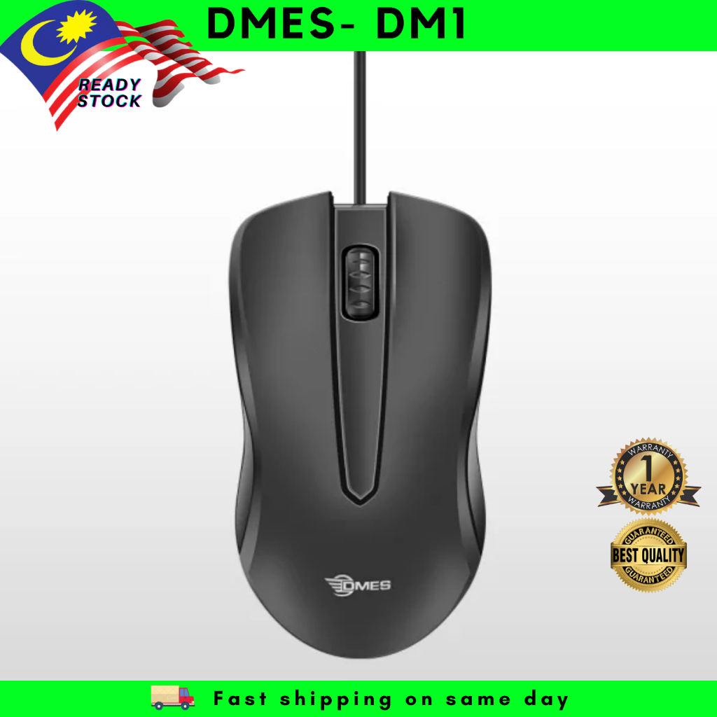 DM1 Optical Wired Mouse Black with 1200DPI - 1 Year Warranty (READY ...