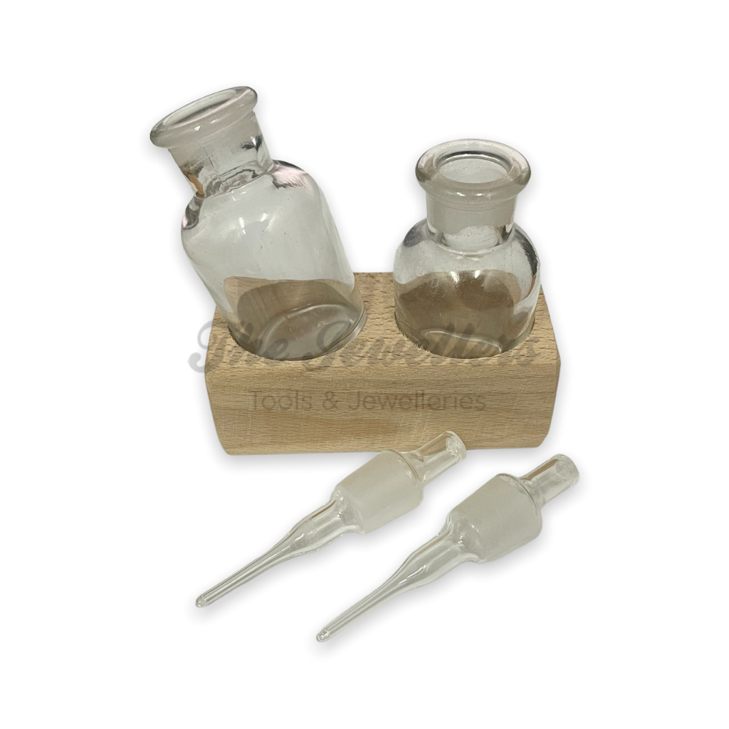 💥READY STOCK💥Round Acid Bottle Set with Wooden Holder / Botol Asid ...